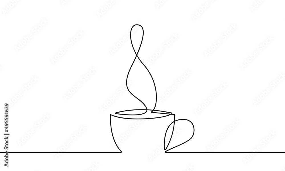 Cup of Coffee One Line Vector Drawing. Coffee Symbol Modern Single Line ...