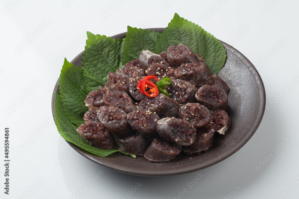 Sundae, boiled, steamed, intestines, pig intestines, glass noodles ...