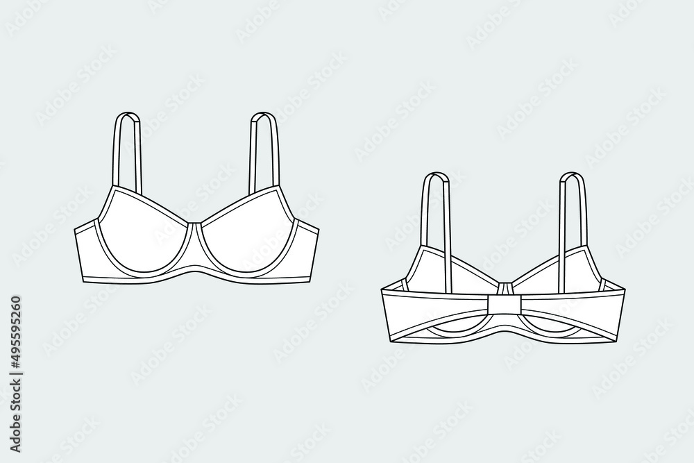 Lingerie bra female vector template isolated on a grey background ...