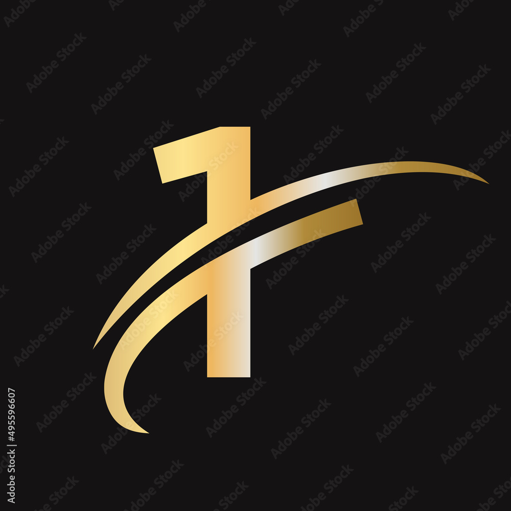 Initial letter 1 logo design with swoosh sign. 1 logotype based ...