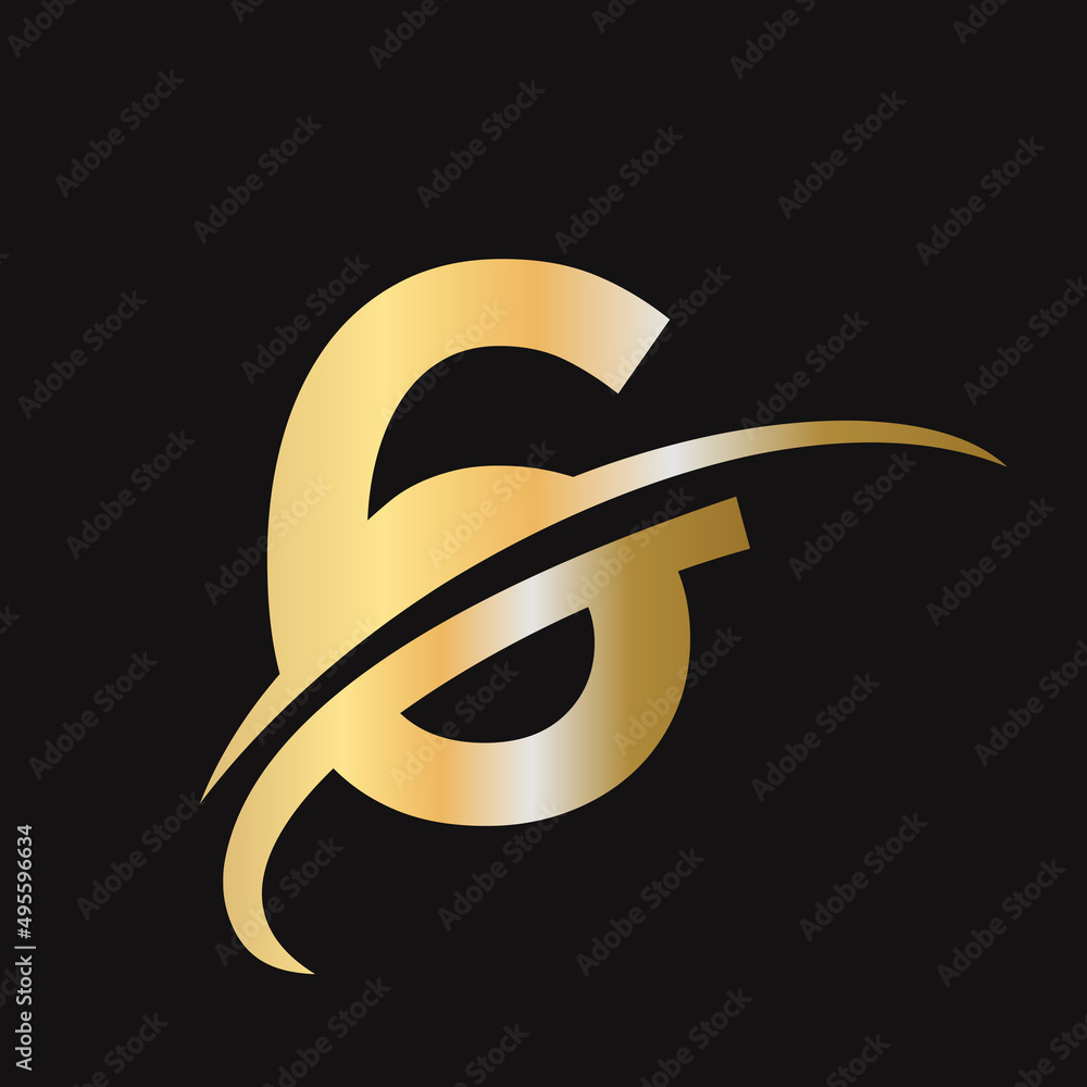 Initial letter 6 logo design with swoosh sign. 6 logotype based ...