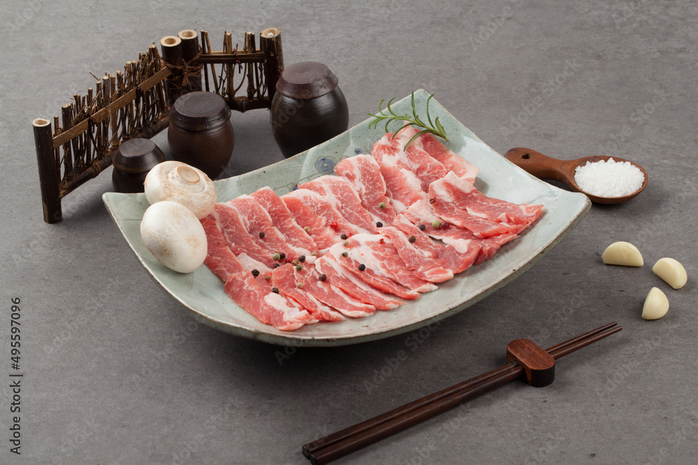 Raw meat, production, salt, cooking, food, menu, fresh, meat, juice ...