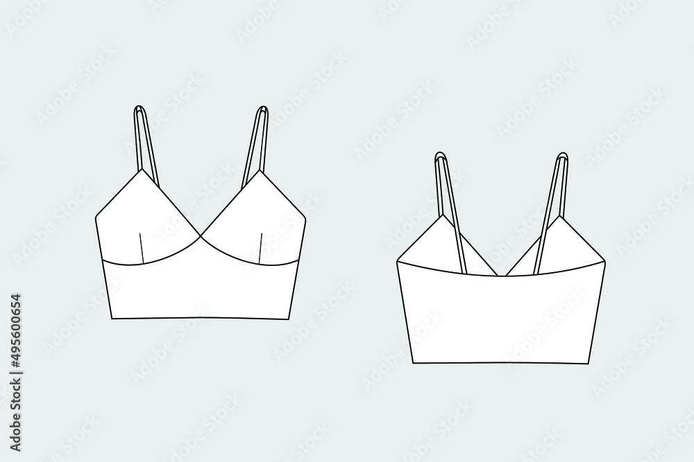 Female tank top, bra vector template isolated on a grey background ...