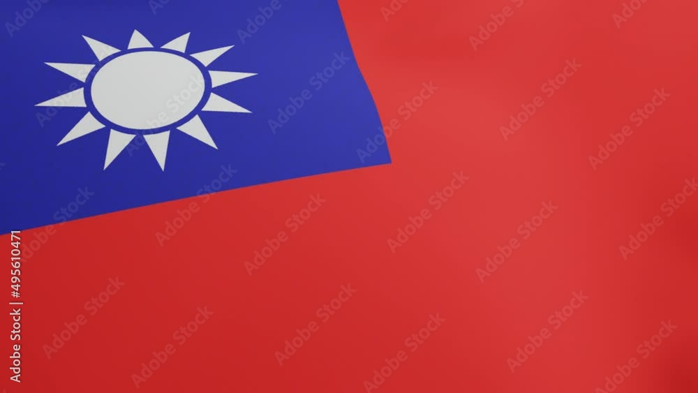 National flag of Taiwan waving original colors 3D Render, Republic of ...