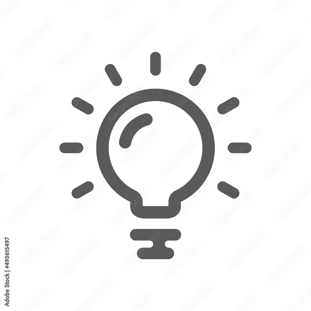 Light bulb black vector icon. Simple lightbulb, idea symbol. Stock ...
