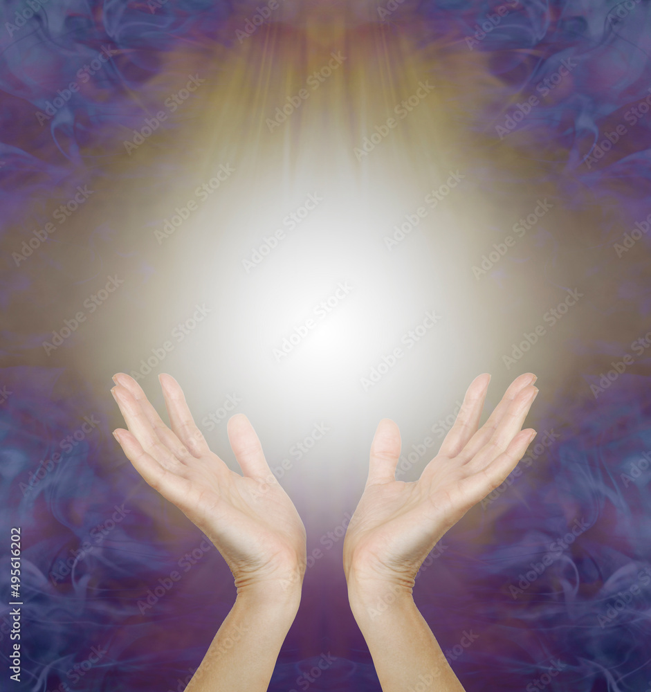 Healing Touch Hands and Light Message Background - female hands ...