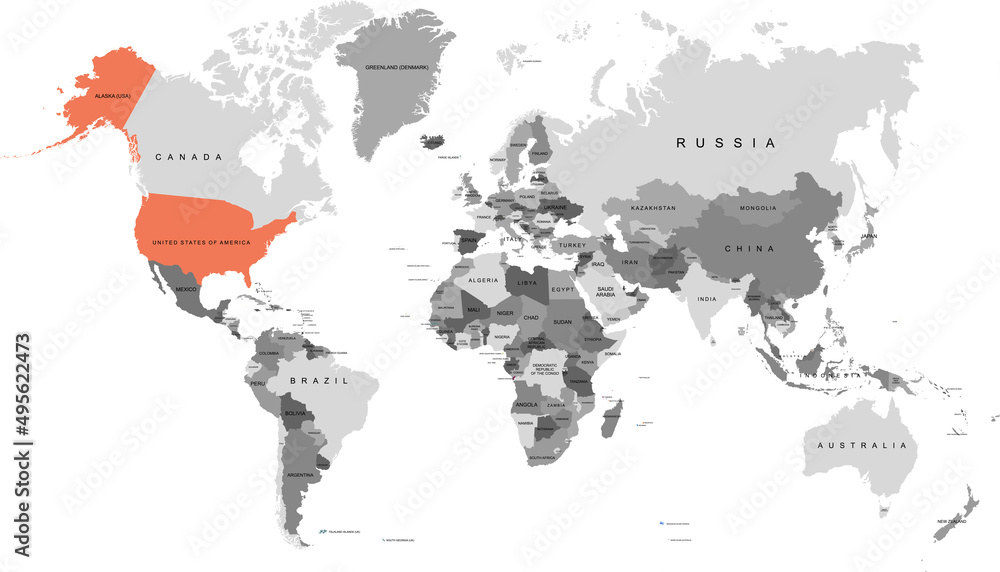 World map. United States of America map. USA. Stock Vector | Adobe Stock
