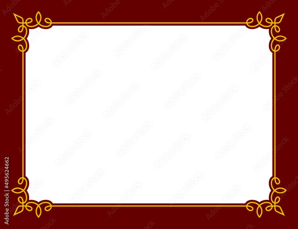 Vector burgundy maroon and yellow frame with empty space for text ...