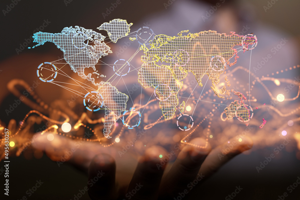 Structure of world economy, communication network global Stock Photo ...