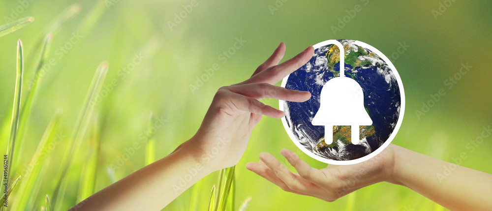 World Environment Day and Happy Earth Day with human hand for Renewable ...