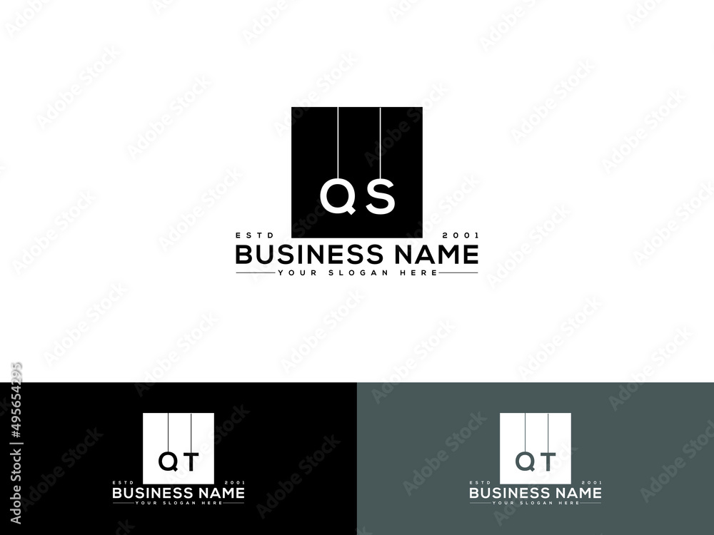 Letter QS Logo Icon, Square Qs sq black logo Letter Vector Image Design ...