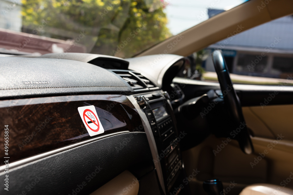 No smoking cigarette sign and symbol in car. Stock Photo | Adobe Stock