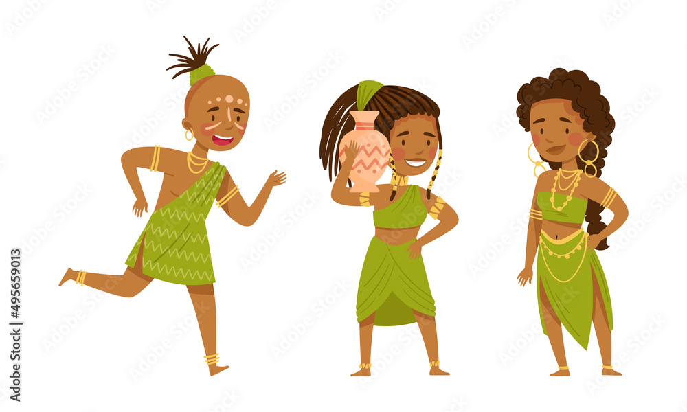 Native American indians set. Native people in traditional clothes ...