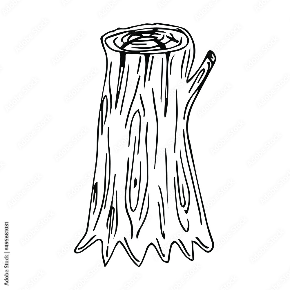 log, plank, wooden, construction, outline, trunk, hand drawn ...