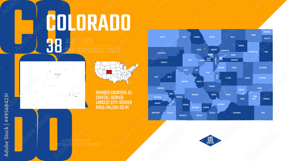 38 of 50 states of the United States, divided into counties with ...