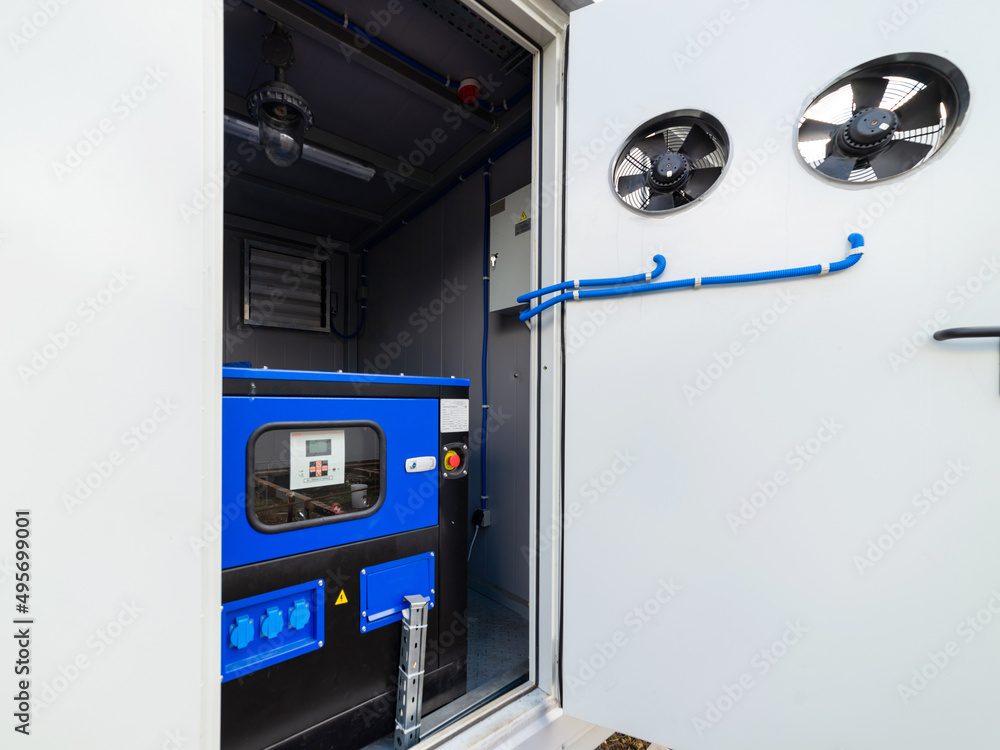 Generator Room Emergency power supply. Powered by Diesel power Stock ...