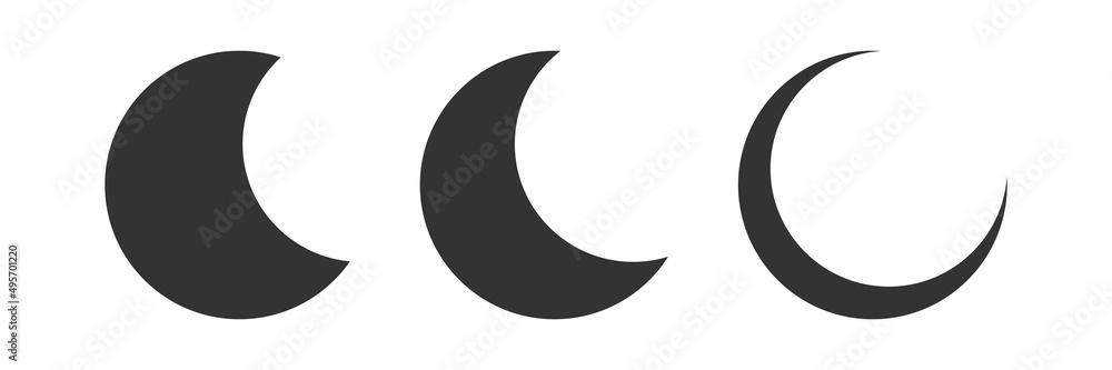 Moon icon. Crescent, half and full symbol. Sign luna vector. Stock ...