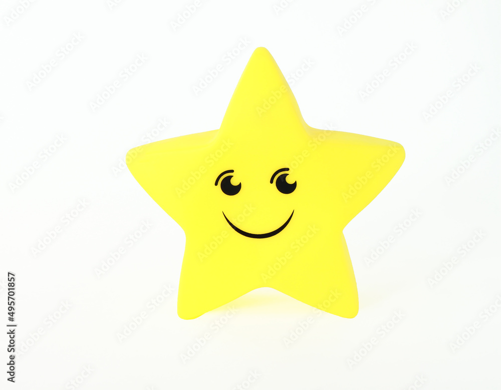 Room night lamp in the form of a yellow star, glows in the interior ...