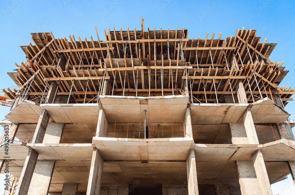 Concrete box of the building under construction. The skyscraper is ...