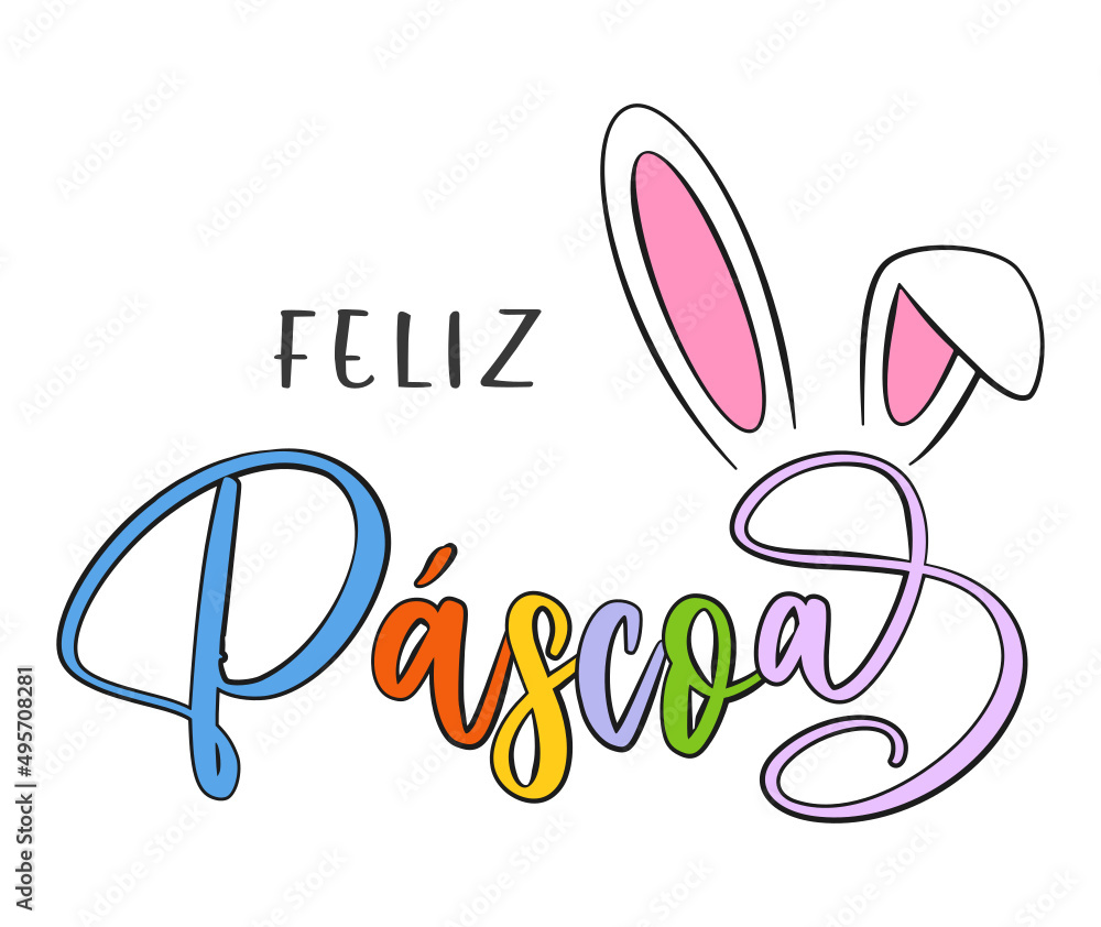 Vetor de Portuguese text Feliz Páscoa. Happy Easter vector colorful ...