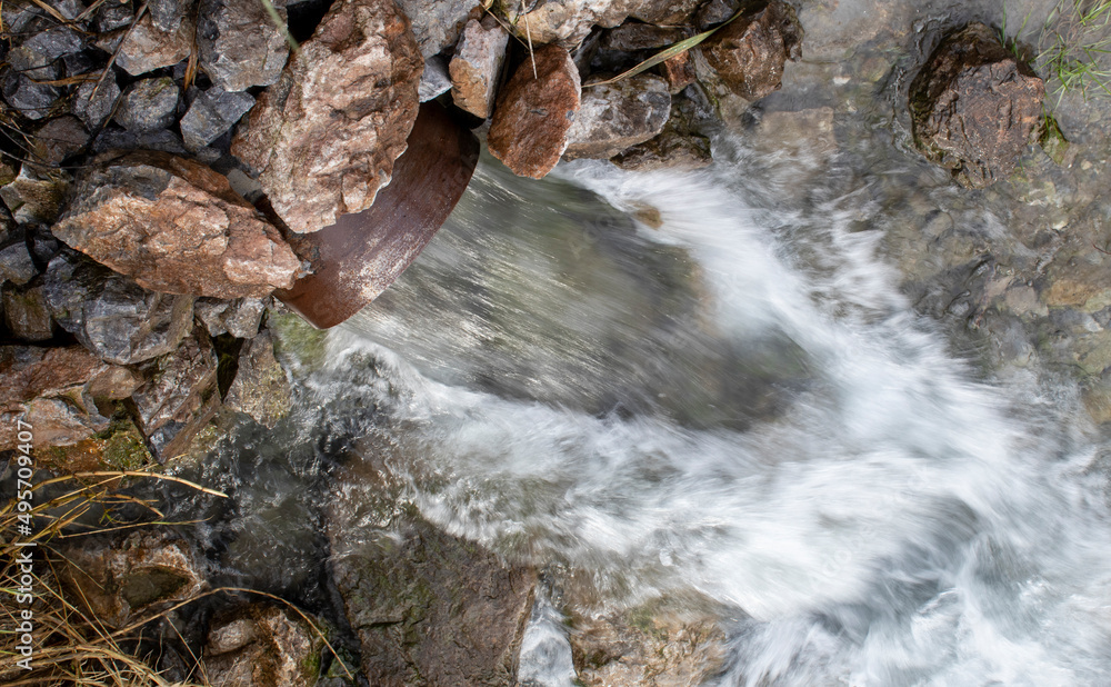 Emissions of Dirty Waste Water from a Pipe Outgoing First into the ...