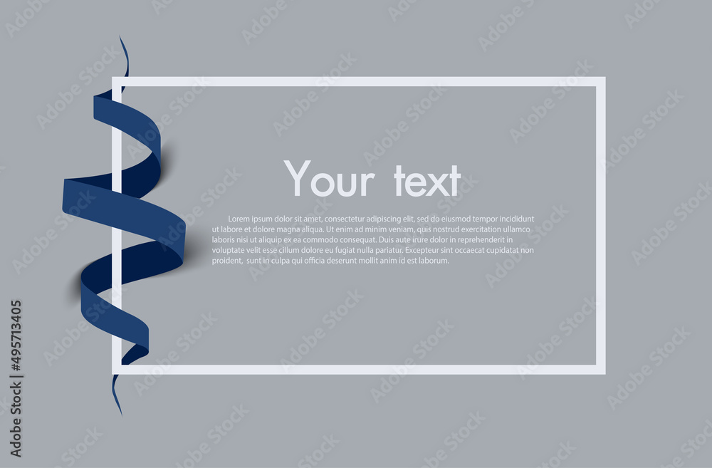 Frame and border of Blue ribbon, template elements use for aniversary ...