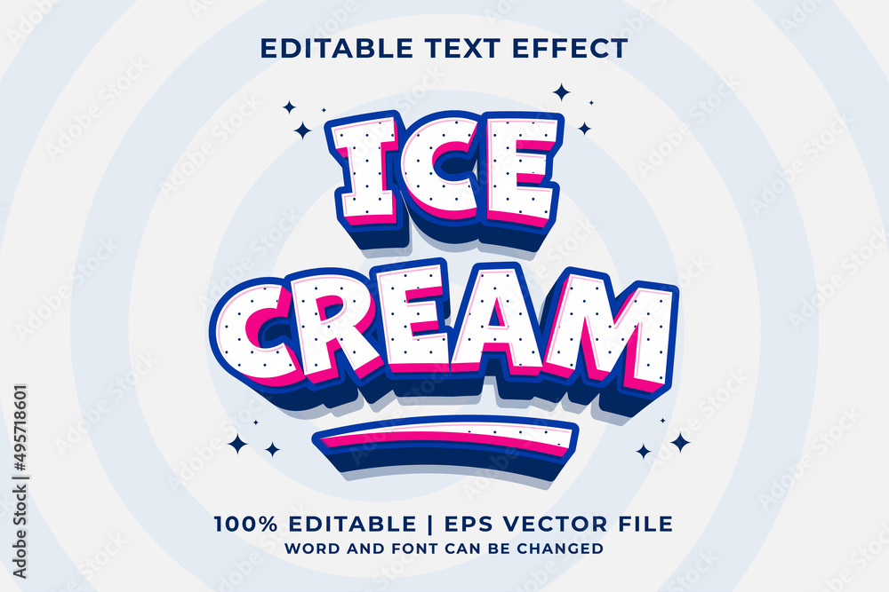 Editable text effect - Ice Cream 3d Cartoon Cute template style premium ...