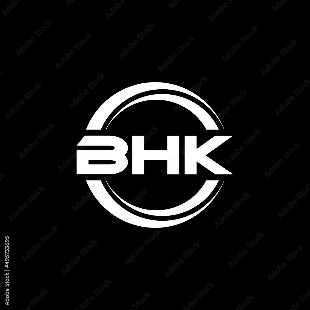 Vecteur Stock BHK letter logo design with black background in ...