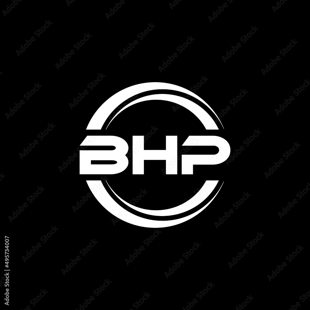 BHP letter logo design with black background in illustrator, vector ...