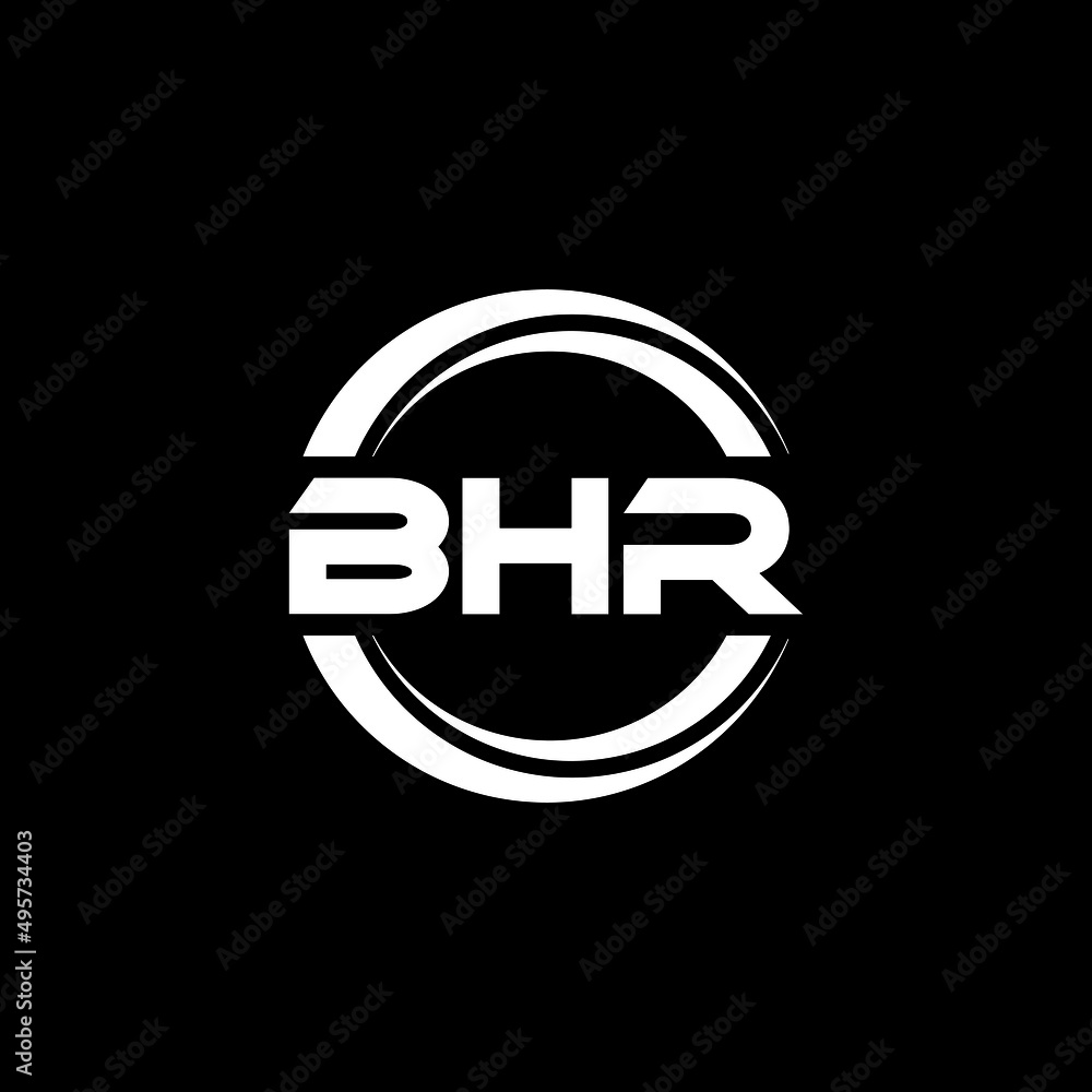BHR letter logo design with black background in illustrator, vector ...