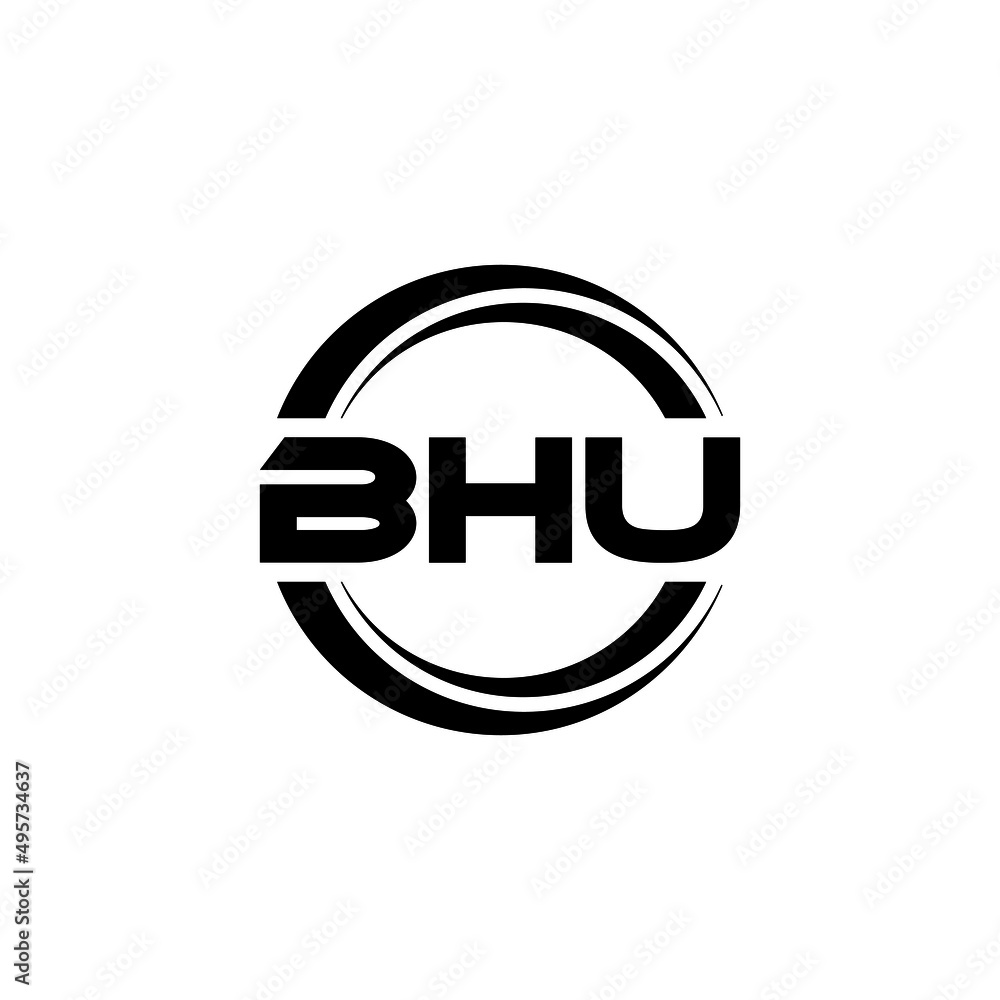 BHU letter logo design with white background in illustrator, vector ...