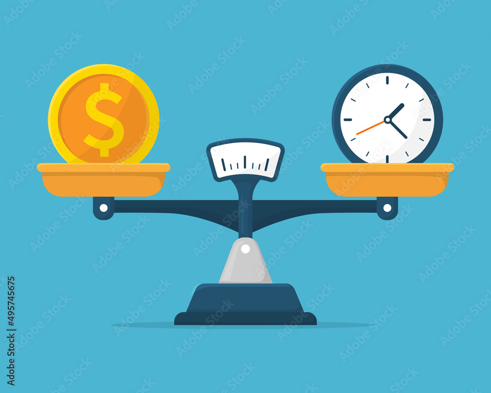 scales weight with money and time equal. The concept of time ...