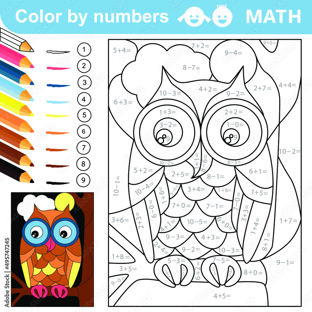 Color By Numbers Addition And Subtraction Worksheet For Education