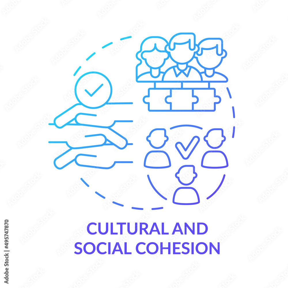 Cultural and social cohesion blue gradient concept icon. Solidarity ...