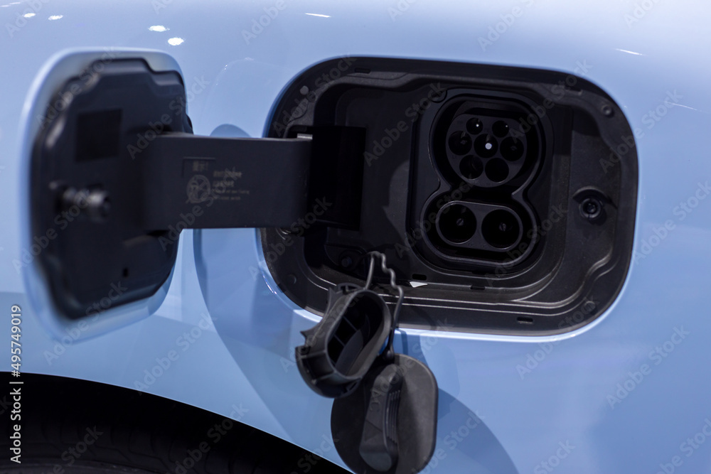 Charge port on an electric car, Ev Charging Port on electric car ...