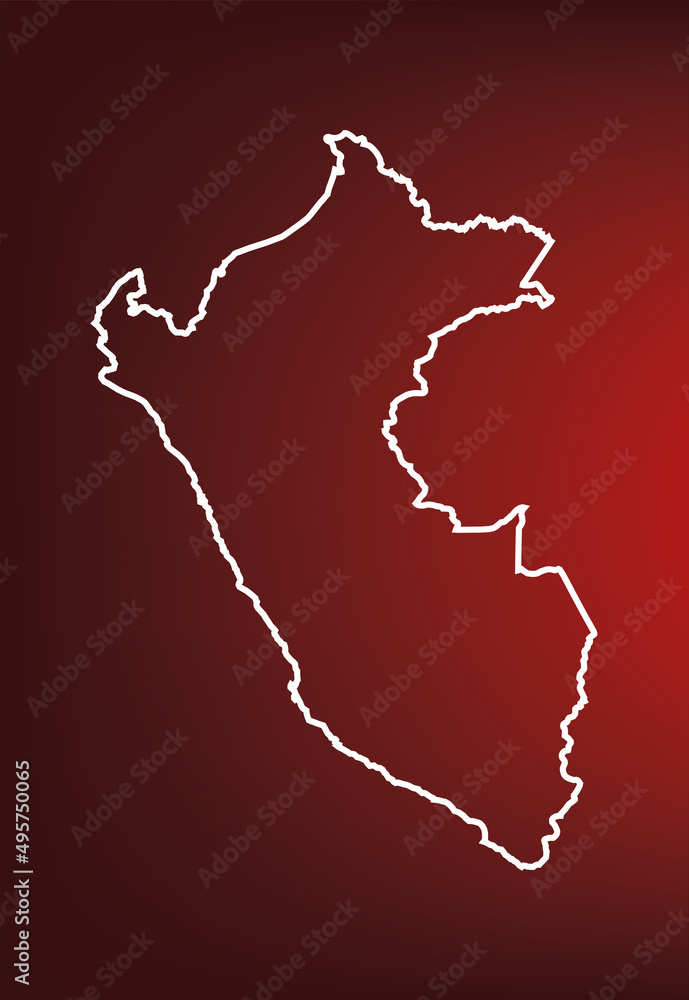 Ilustración del mapa de Perú con fondo rojo. Stock Illustration | Adobe ...