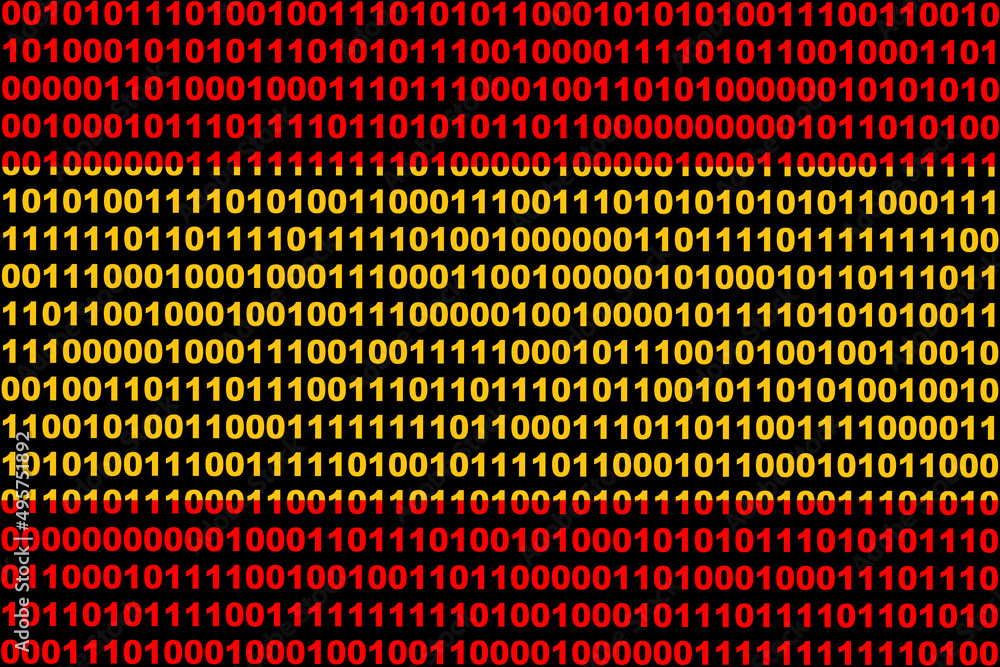 Hacker Spain. Pegasus. Digital flag of Spain and a binary background ...