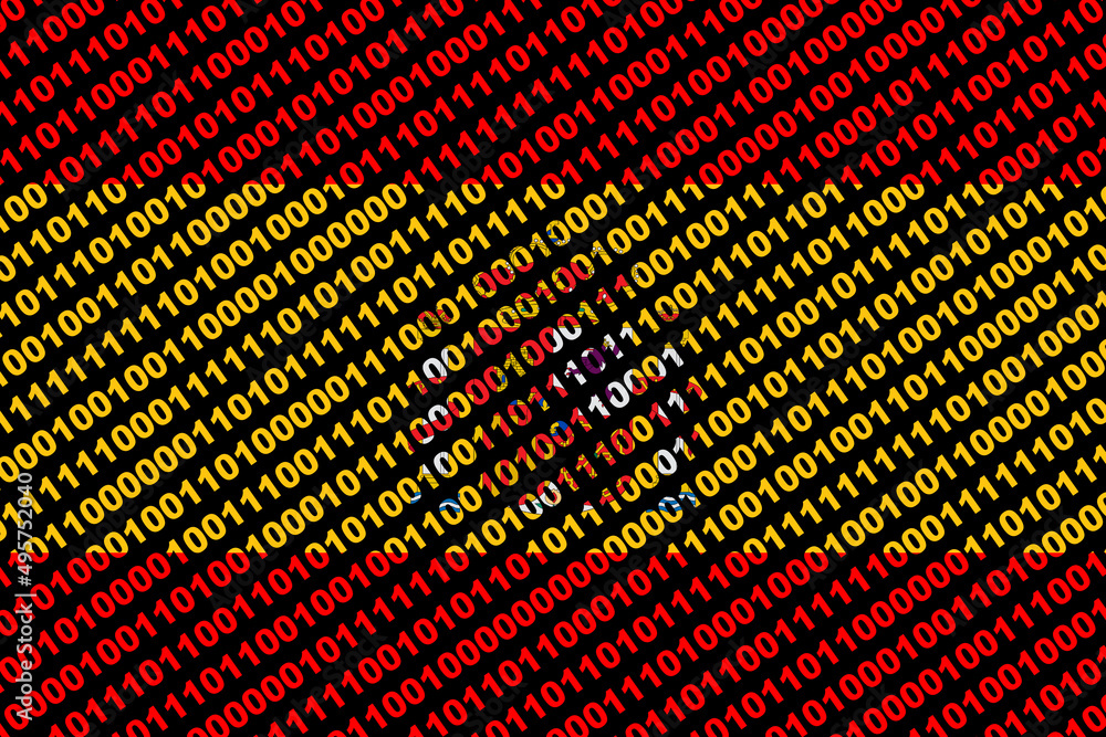Hacker Spain. Pegasus. Digital flag of Spain and a binary background ...