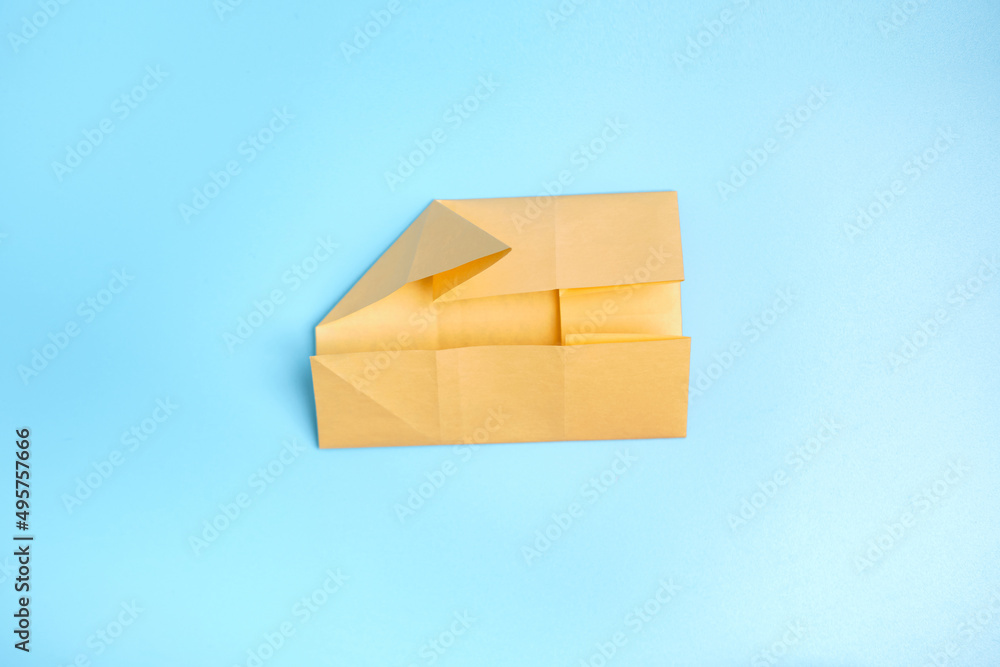 Origami Bunny. Step-by-step photo instruction on a blue background ...