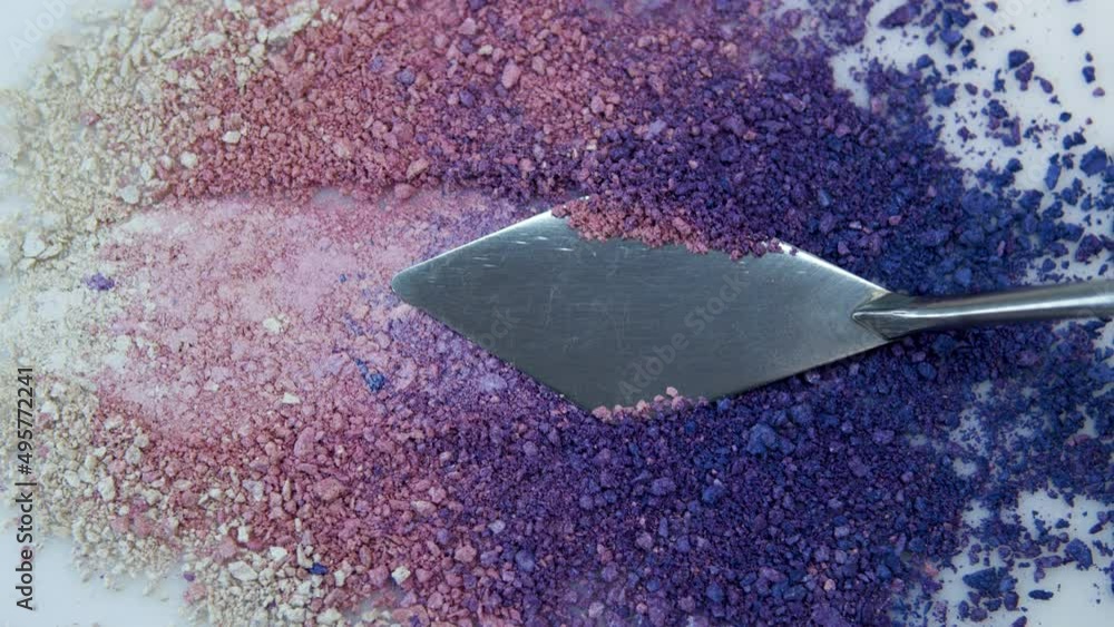 Texture of dry eye shadows of lilac, blue, pink and pearl shades ...