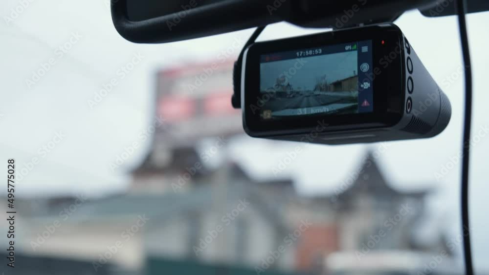 The DVR works in the car. Video recording of the traffic situation ...
