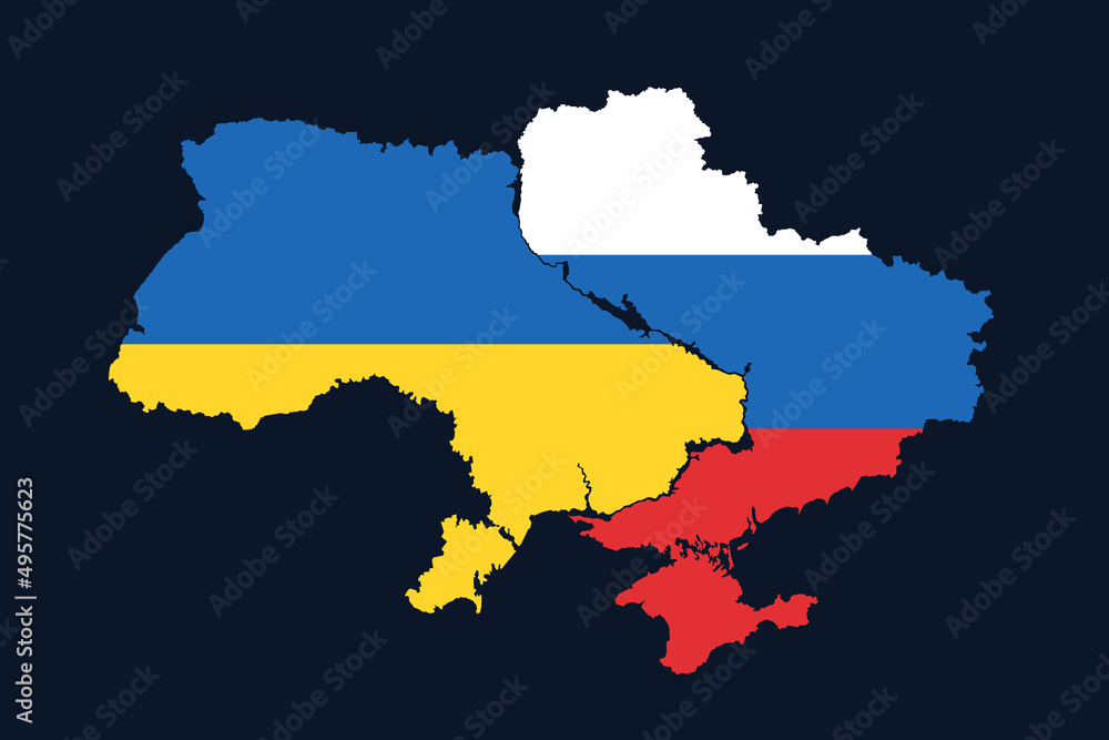 Ukraine is split, divided and separated into Ukrainian and Russian part ...