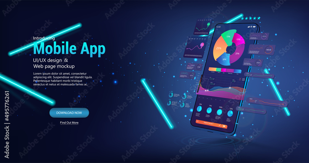 Perspective Smartphone With Ui Ux Interface Mobile App Coding And