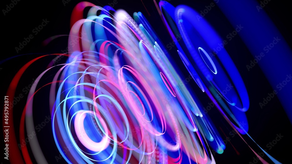 Light flow in ring structure, bg. 3d render. Abstract background with ...