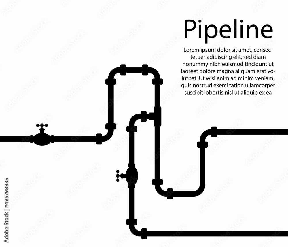 Pipeline water and oil and gas. Illustration technology. Pipe plumbing ...