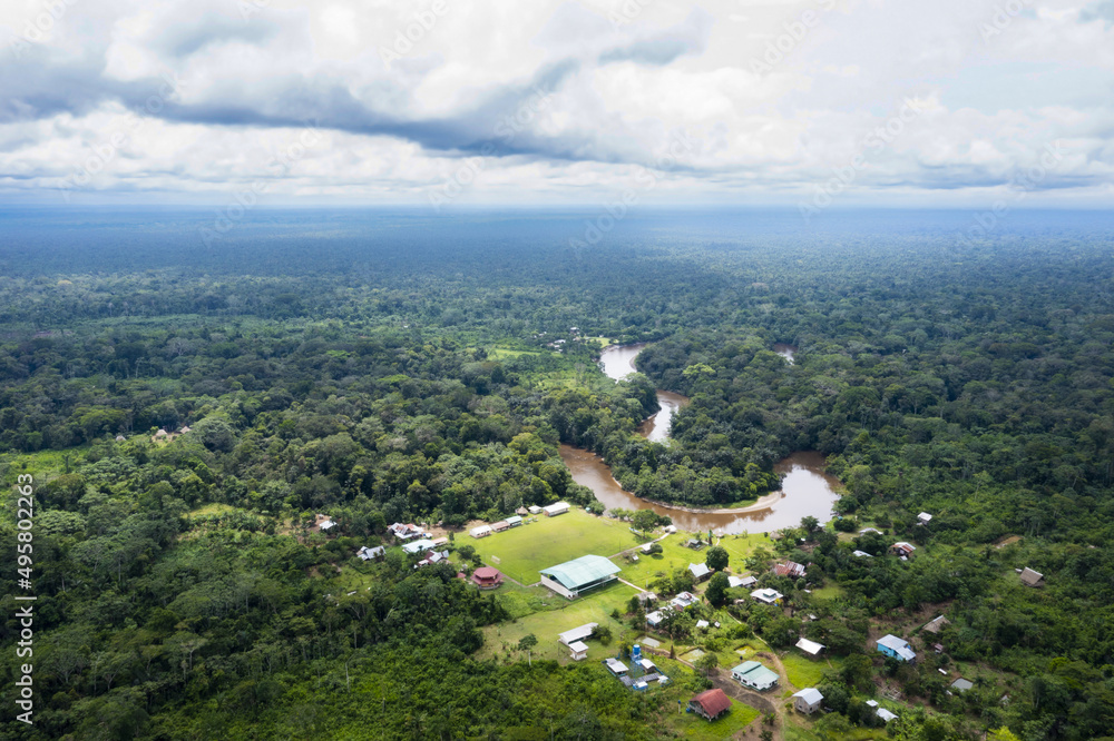 Beautiful background of an indigenous community in the Amazon ...