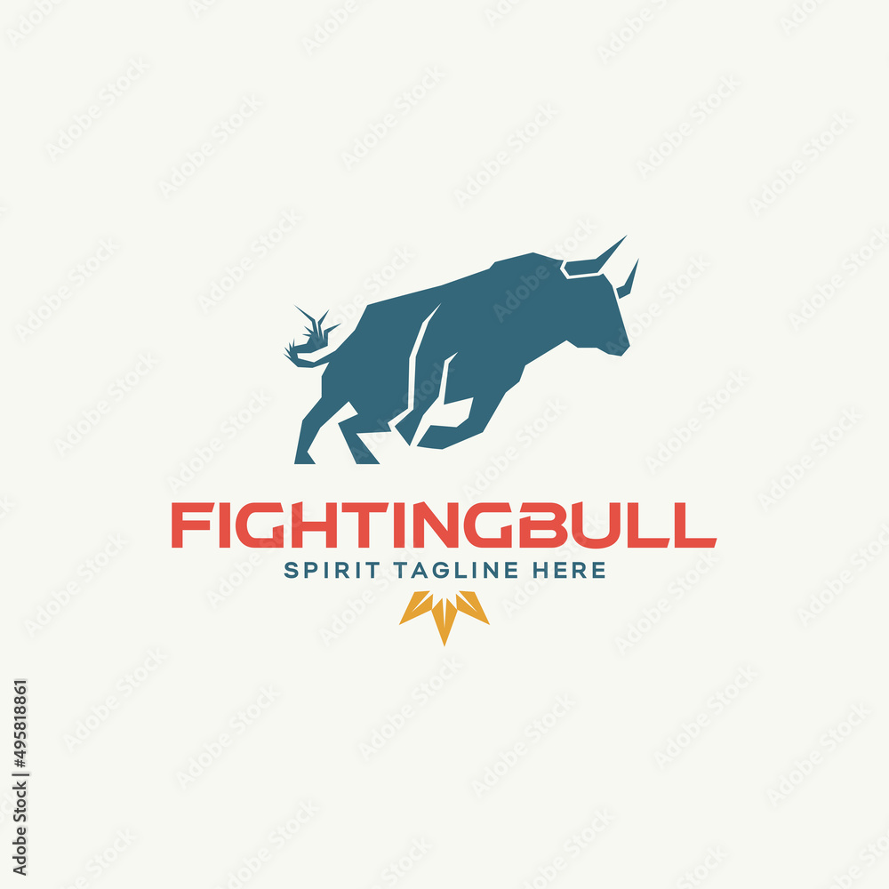 Fighting Bull Logo Vector Template For Your Brand Identity. Stock ...