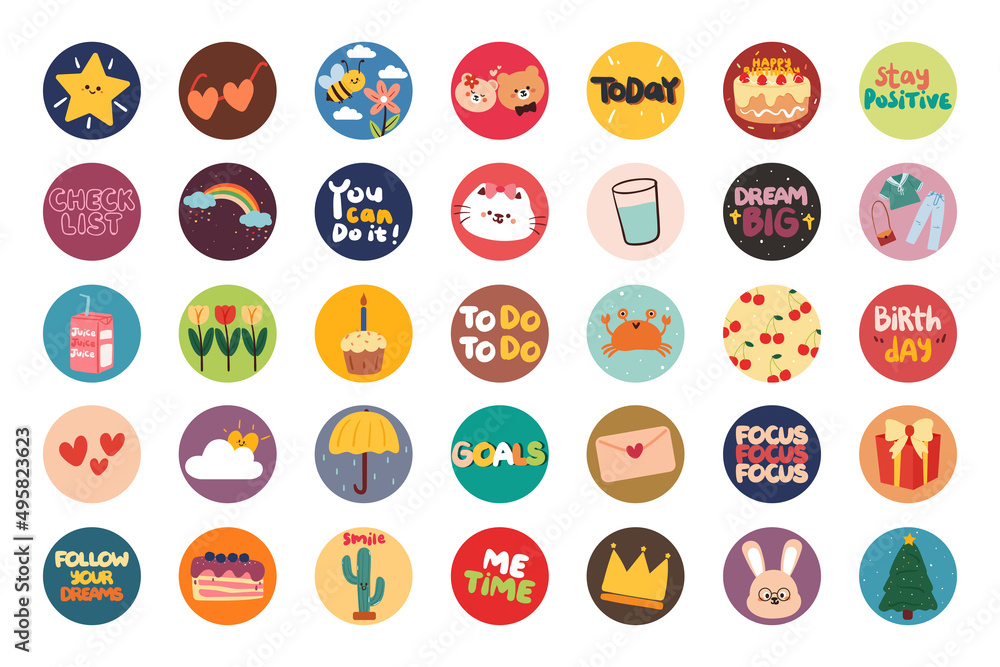 Collection of weekly or daily planner sticker, to do list, stickers ...