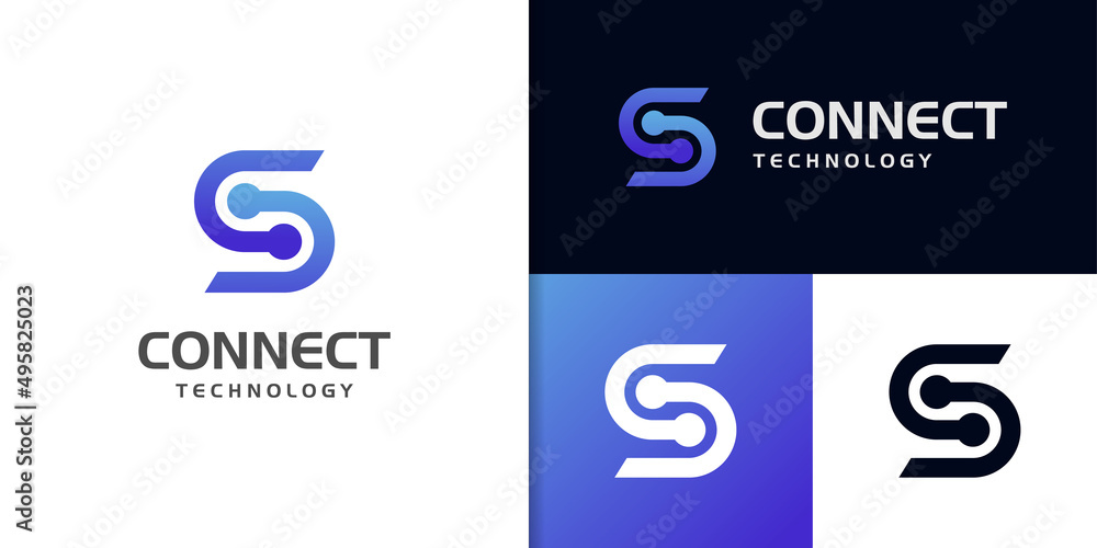 initial letter s technology logo design. vector set icon logotype for ...