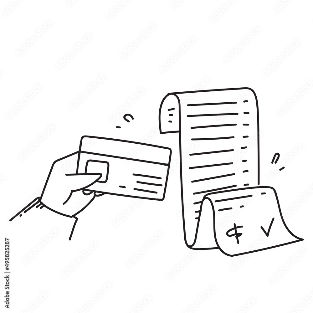 hand drawn doodle Invoice bill icon illustration vector isolated Stock ...